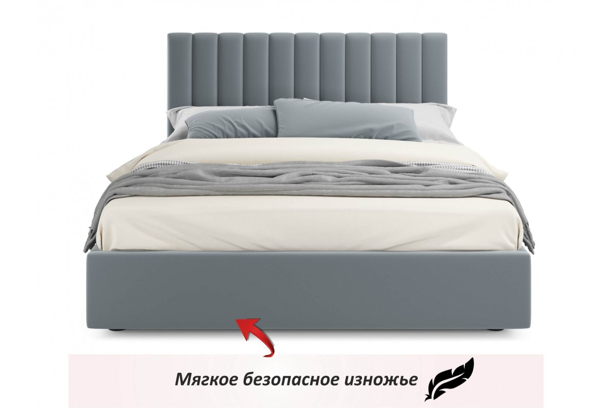 Мягкая кровать Olivia 1600 серая с ящиками, артикул 10311130 купить ...