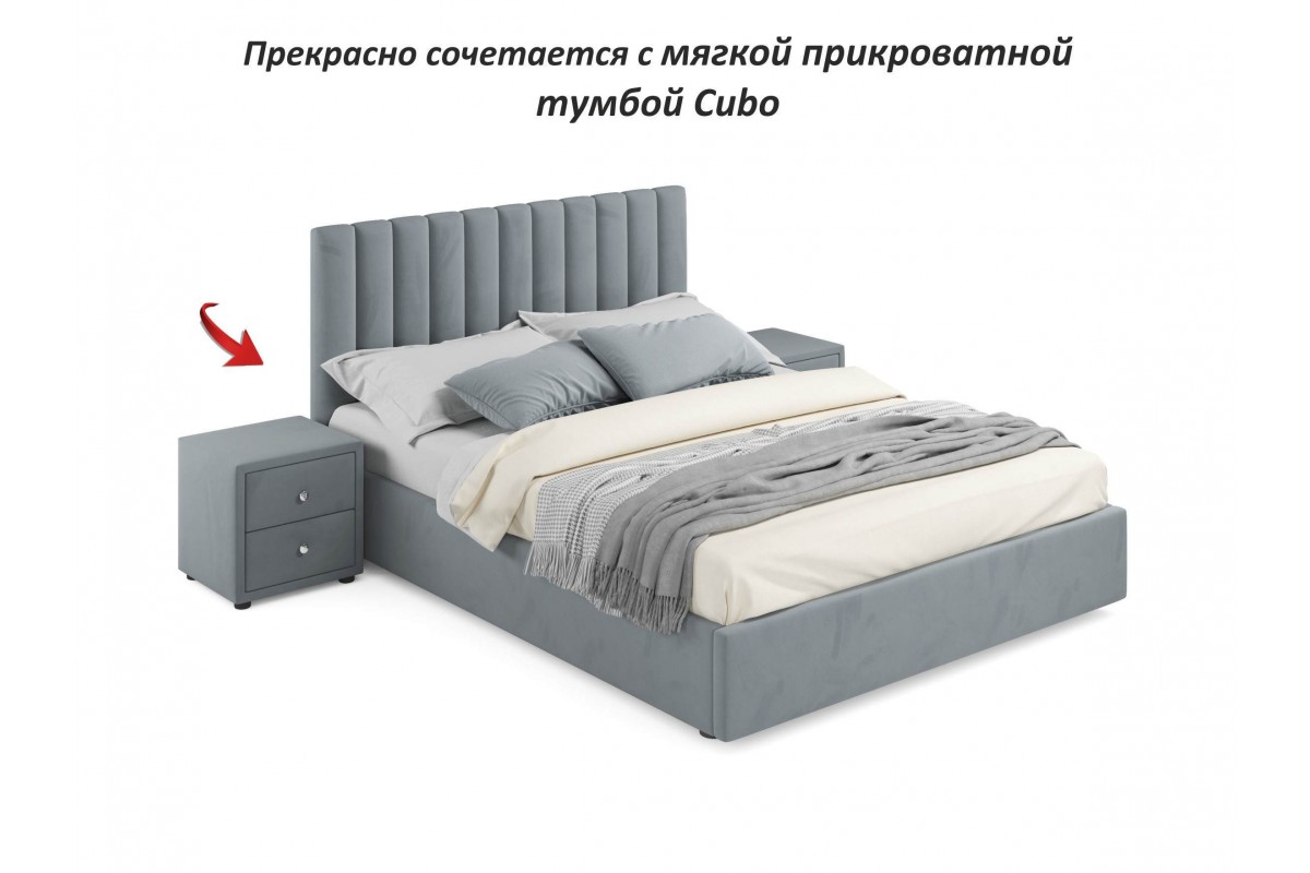 Мягкая кровать Olivia 1600 серая с ящиками, артикул 10311130 купить ...