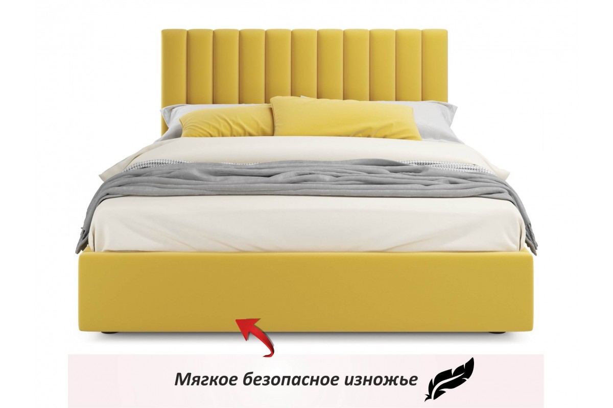 Мягкая кровать Olivia 1600 желтая с ящиками, артикул 10311129 купить ...